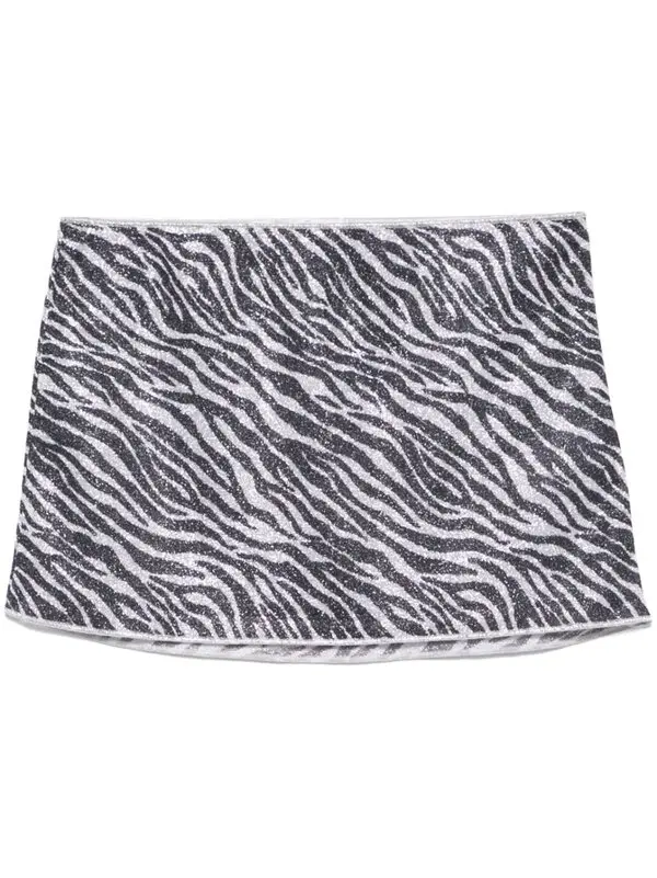 Oseree Zebra-print Lurex Mini Skirt