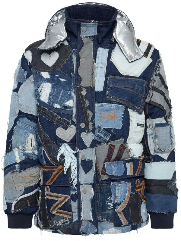 Philipp Plein Patchwork Denim Jacket - Blue