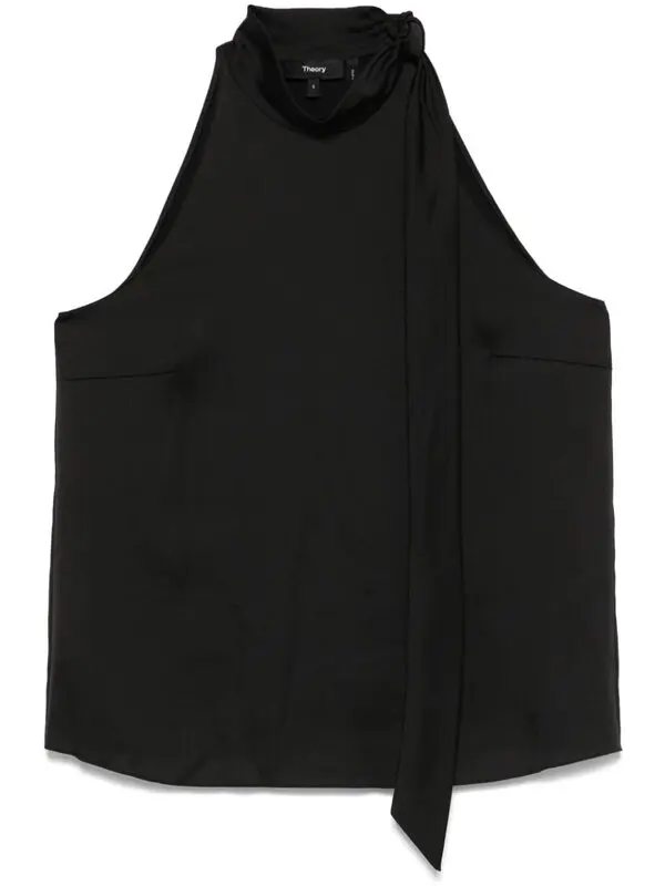 Theory Textured-satin Halter Top - Black