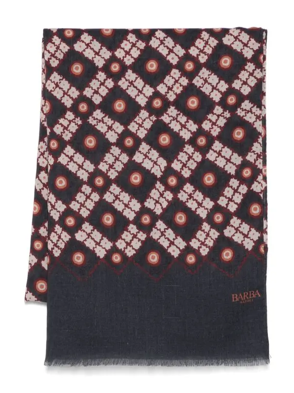 BARBA NAPOLI Geometric-print Scarf - Blue