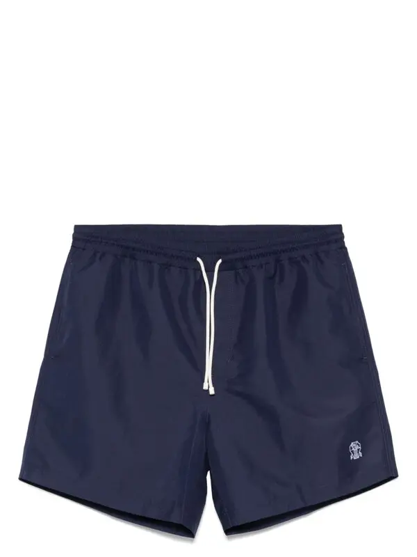 Brunello Cucinelli Logo-embroidered Swim Shorts - Blue