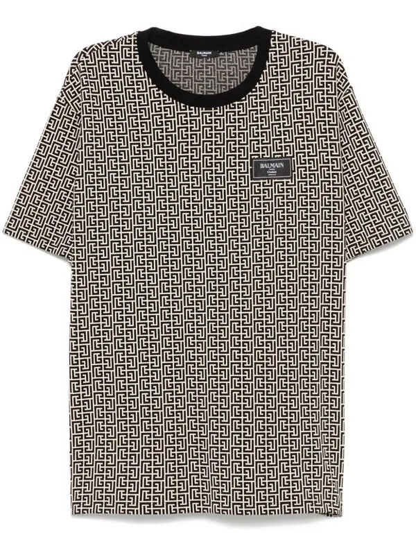 Balmain Pb Labyrinth Jacquard T-shirt - Neutrals