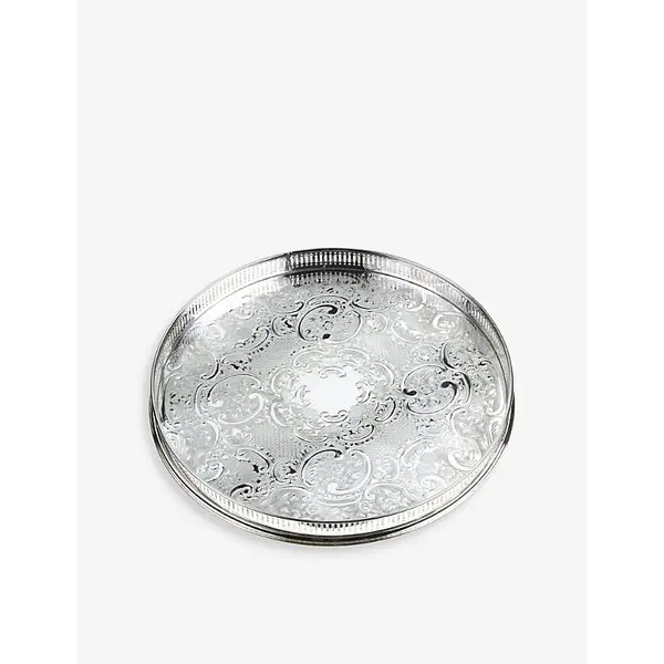 ARTHUR PRICE Embossed Silver-plated 36cm-round Tray