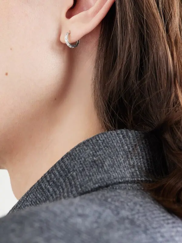 MARIA TASH 8mm Invisible Set Baguette Eternity 18-karat White Gold Diamond Single Hoop Earring