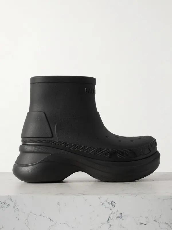 Balenciaga Crocs Platform Ankle Boots - Black
