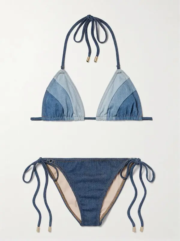 Zimmermann Tallow Denim Triangle Bikini - Blue