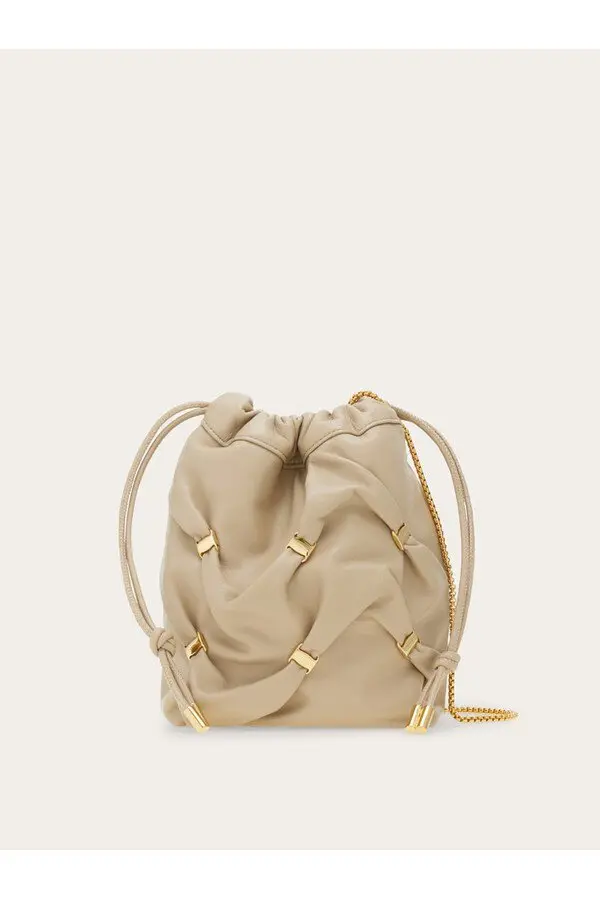FERRAGAMO Mini Bucket Bag With Vara Bows - Metallic