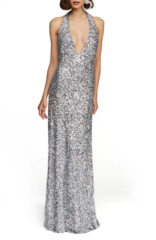 Halston Ena Halter Sequin Gown