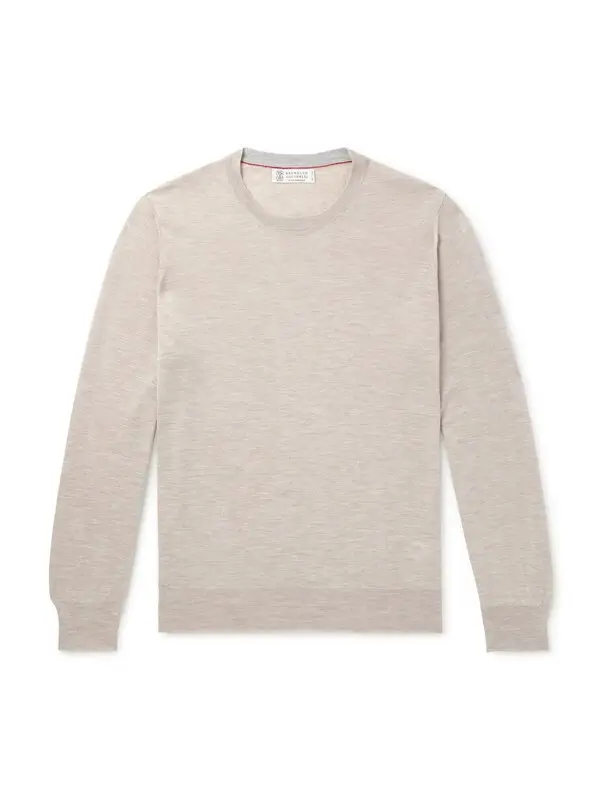 Brunello Cucinelli Cashmere And Silk-blend Sweater - Neutrals