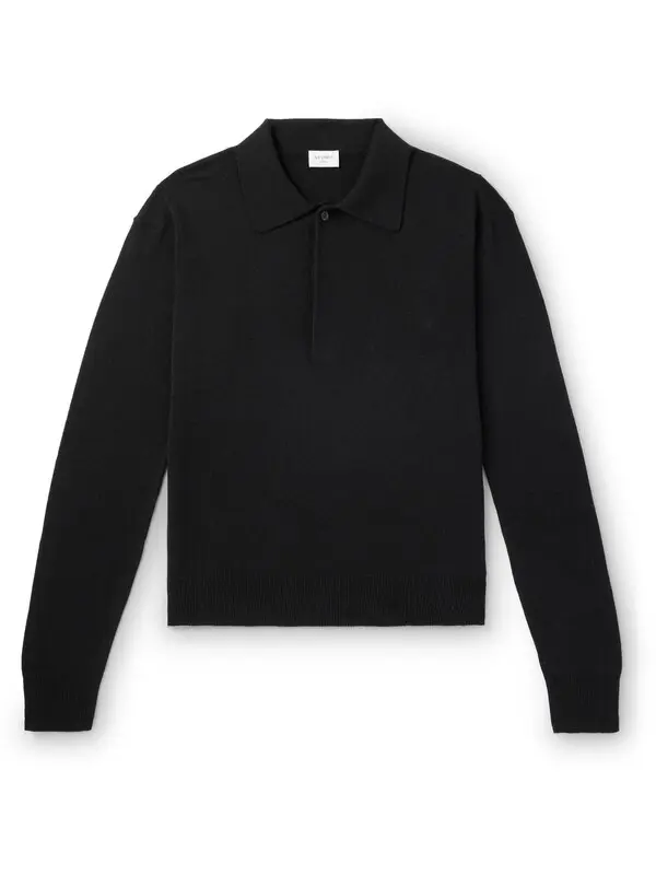 Saint Laurent Wool Polo Sweater - Black