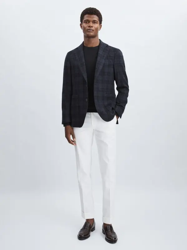 OSCAR JACOBSON Single Breasted Tweed Check Blazer