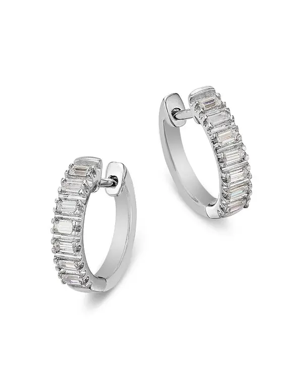 Bloomingdale'S Diamond Baguette Huggie Hoop Earrings, 0.25 Tcw - White