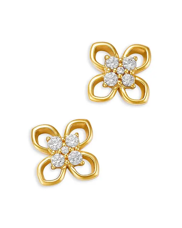 Bloomingdale'S Diamond Clover Stud Earrings