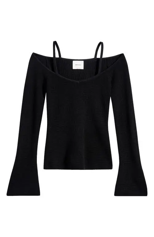 REFORMATION Romey Rib Merino Wool Sweater - Black