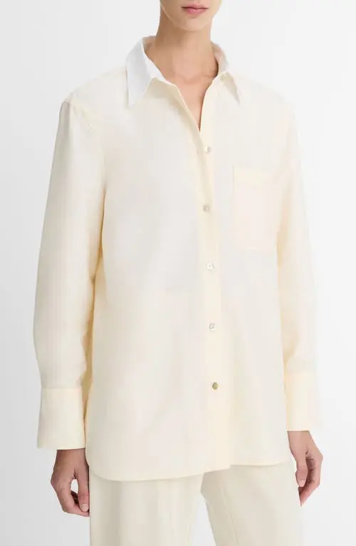 Vince Contrast Collar Oxford Button-up Shirt - Butter