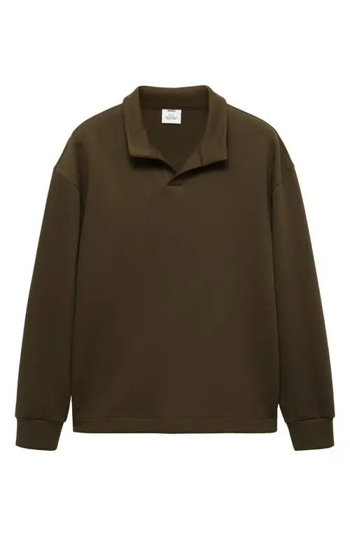 Mango Relaxed Fit Polo Sweatshirt - Khaki Green