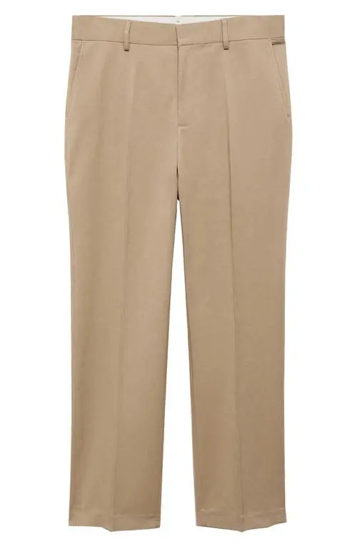 Mango Regular Fit Straight Leg Tencel® & Cotton Trousers - Medium Brown