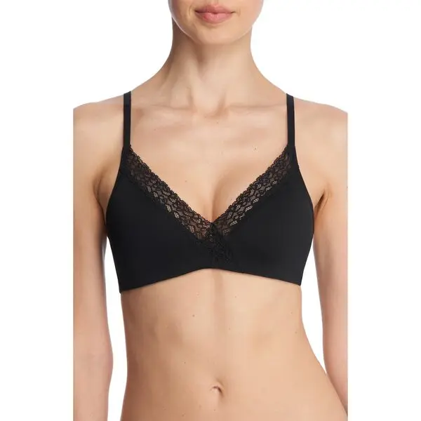 Natori Simply Lace Contour Plunge Underwire Bra - Black