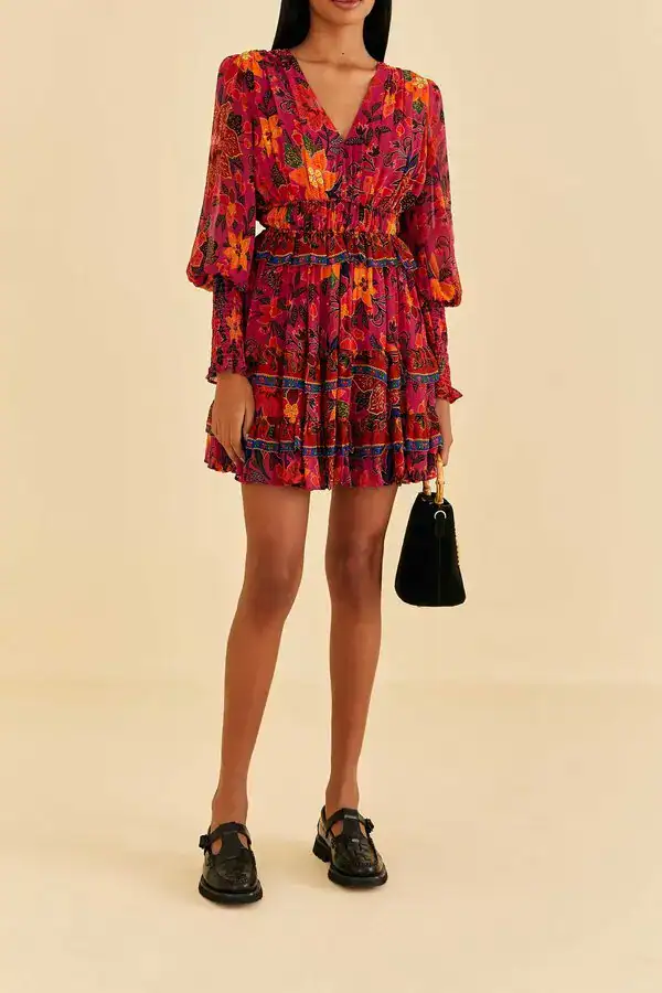 fitted lace wedding dress Glenda Stretch Poplin in Tapestry Floral Coral| Jude Connally main image 0