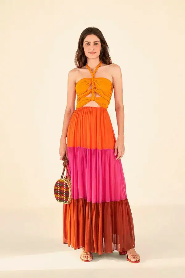 strapless open back dress Yellow Tulle Mermaid V-Neck Appliqued Prom Dresses, PL636 main image 0
