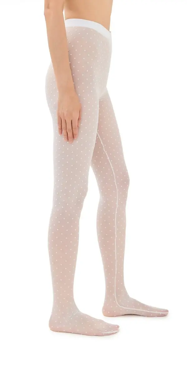 Wardrobe.NYC Polka Dot Tights - White