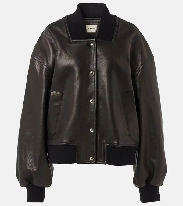 Khaite Spence Leather Bomber Jacket - Black