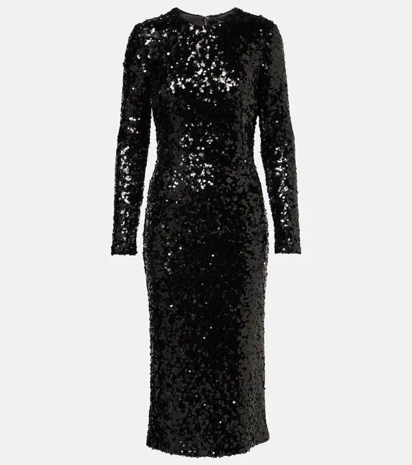 Dolce & Gabbana Sequined Midi Dress - Black