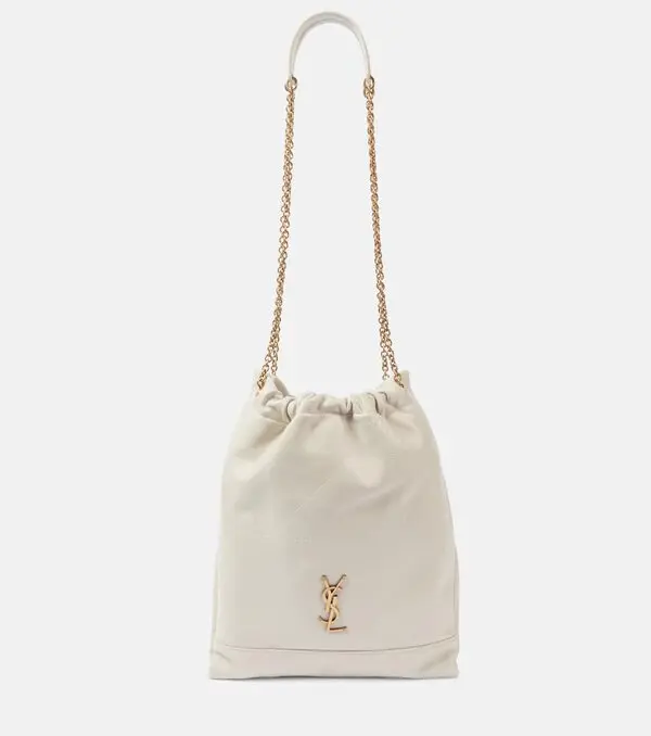 Saint Laurent Jamie Pouchon Leather Tote Bag - White
