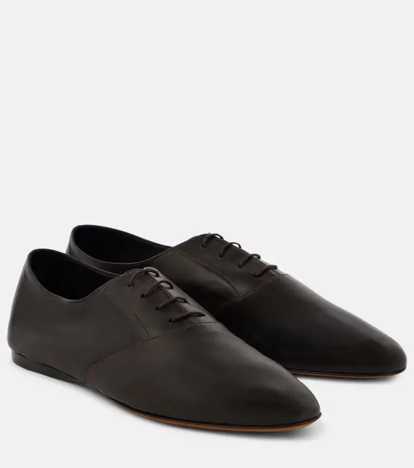 THE ROW Awar Lace-up Leather Oxford Shoes - Brown