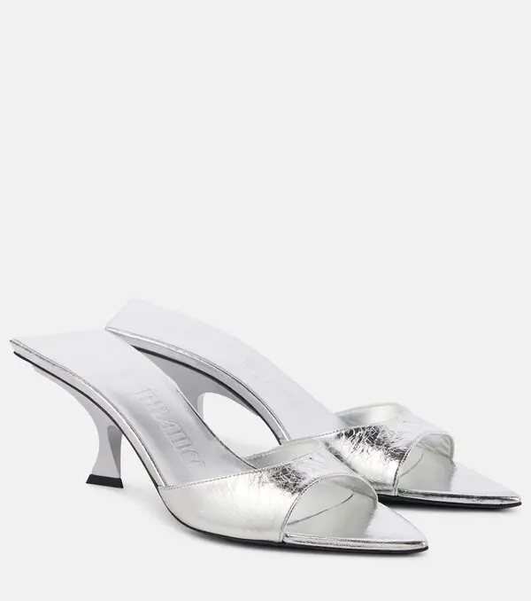 Attico Bes 65 Metallic Leather Mules