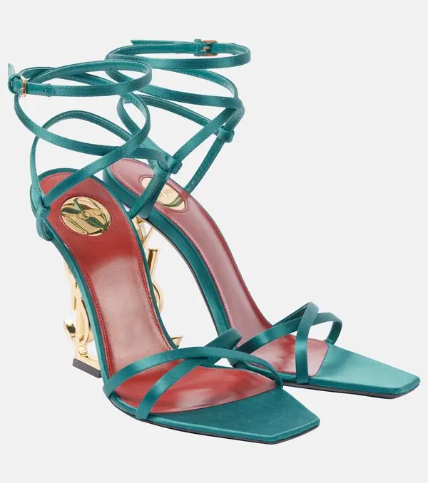 Saint Laurent Opyum 110 Satin Sandals - Blue
