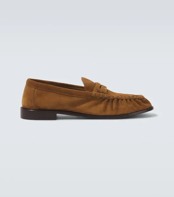 Saint Laurent Le Loafer Suede Penny Loafers - Brown