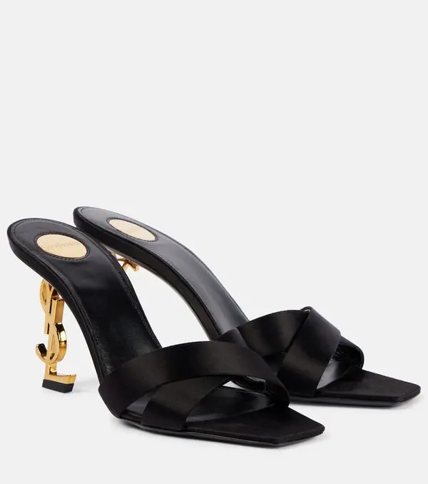 Saint Laurent Opyum 85 Satin Crêpe Mules - Black