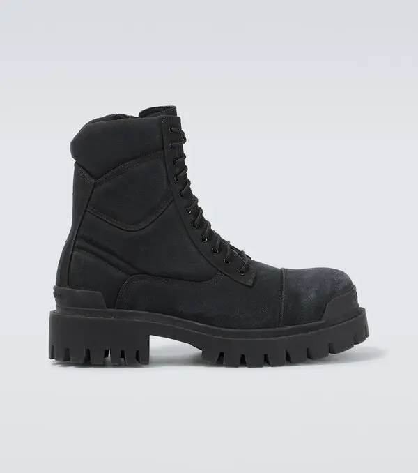 Balenciaga Combat Strike Lace-up Boots - Black