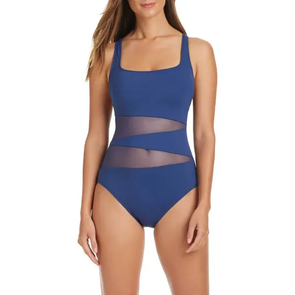 ROD BEATTIE Mesh Inset One-piece Swimsuit - Midnight