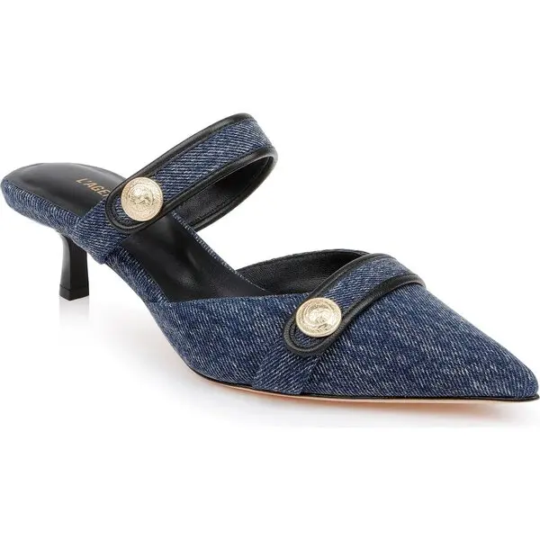 L'Agence Gilliane Mary Jane Mules - Dark Denim