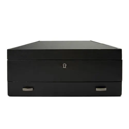 Wolf 10 Piece Watch Box With Drawer - Black