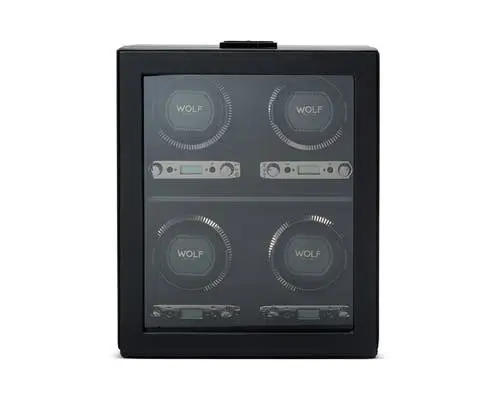 Wolf British Racing 4 Piece Watch Winder - Black