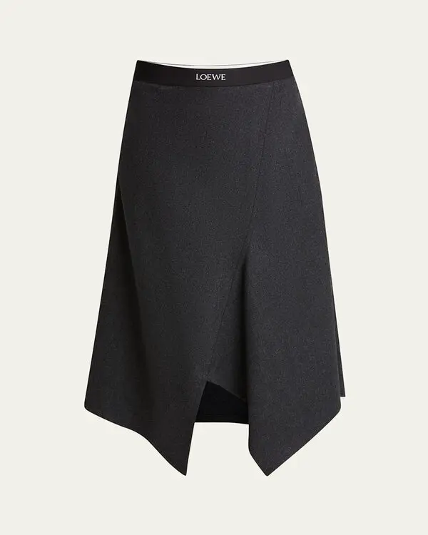 Loewe Logo Band Asymmetric Midi Skirt