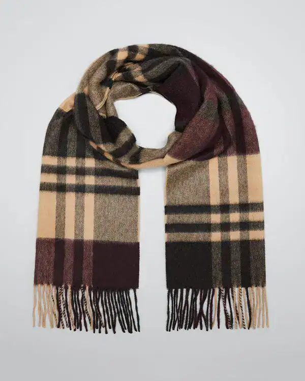Neiman Marcus Cashmere Exploded Plaid Scarf Charcoal Editorialist