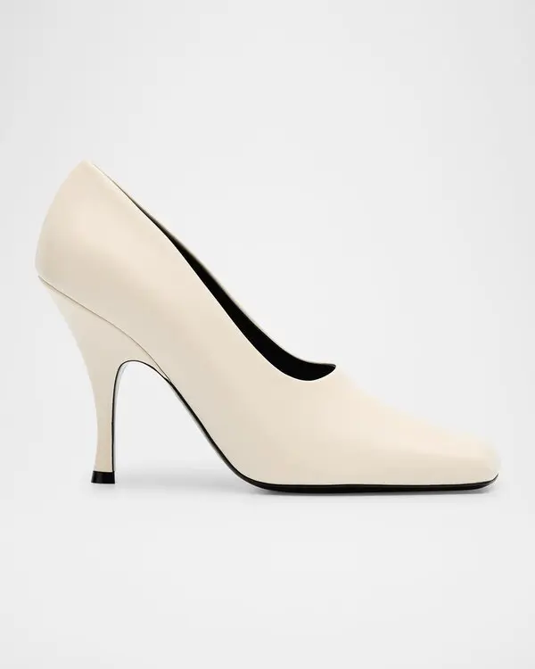 Khaite Eva Calfskin Leather Pumps - Cream