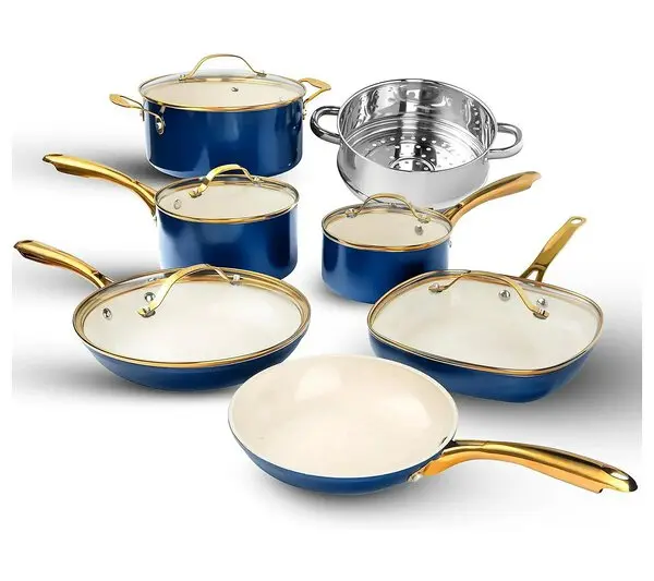 GOTHAM STEEL Navy 12 Piece Ultra Nonstick Cookw Re Set