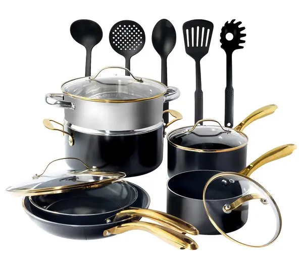 GOTHAM STEEL Black 15 Piece Nonstick Cookware & Utensil Set