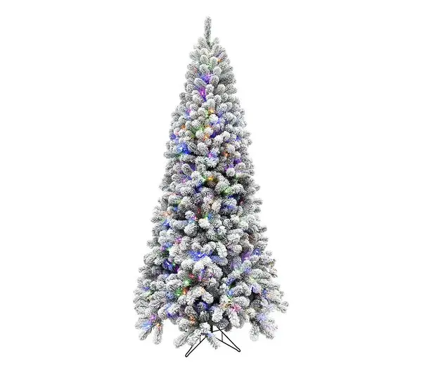 FRASER HILL FARM 12-ft. Flocked Alaskan Pine Ch Ristmas Tree W