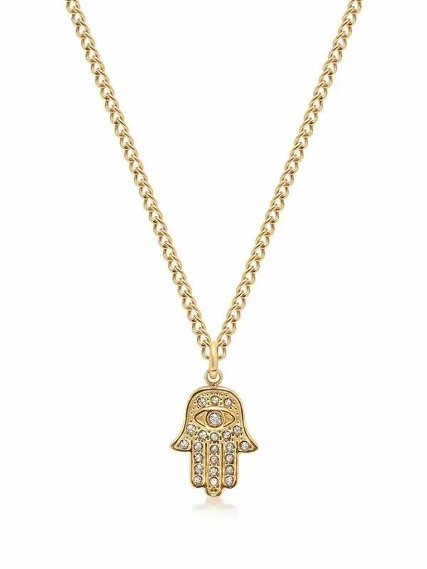 NIALAYA JEWELRY Hamsa Hand Pendant Necklace - Gold
