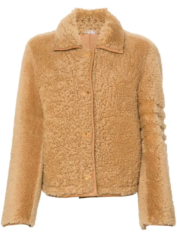 Thom Browne Button-up Shearling Jacket - Brown