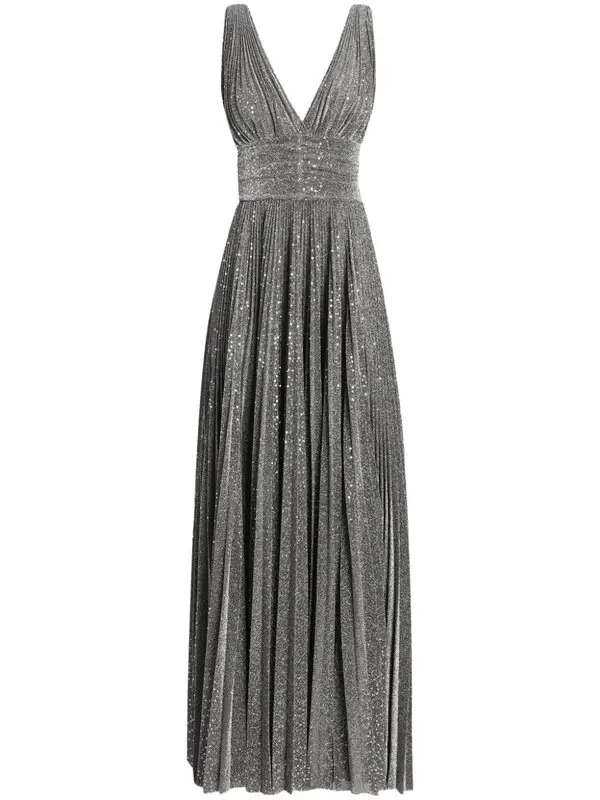 Dolce & Gabbana Plissé-effect Gown - Silver