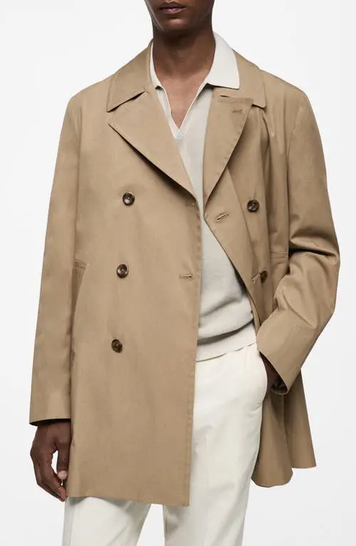 Mango Short Cotton-blend Trench Coat