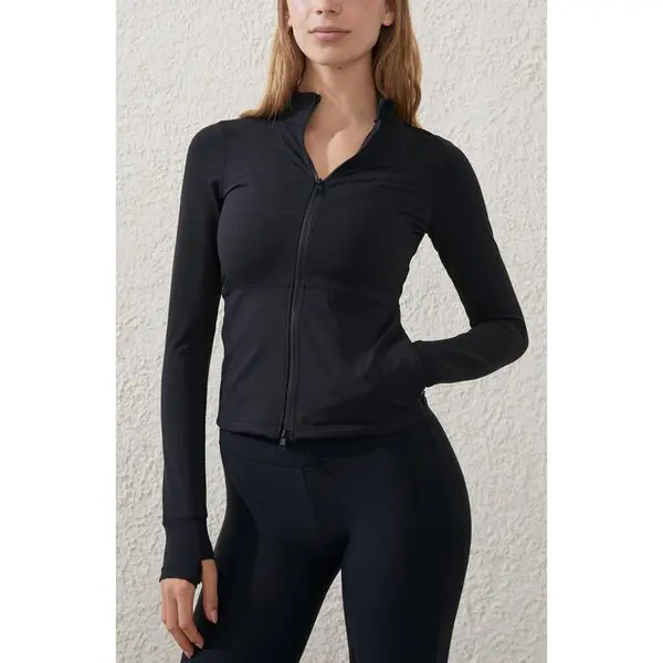 Cotton:on Active Core Zip Through Long Sleeve Top - Black