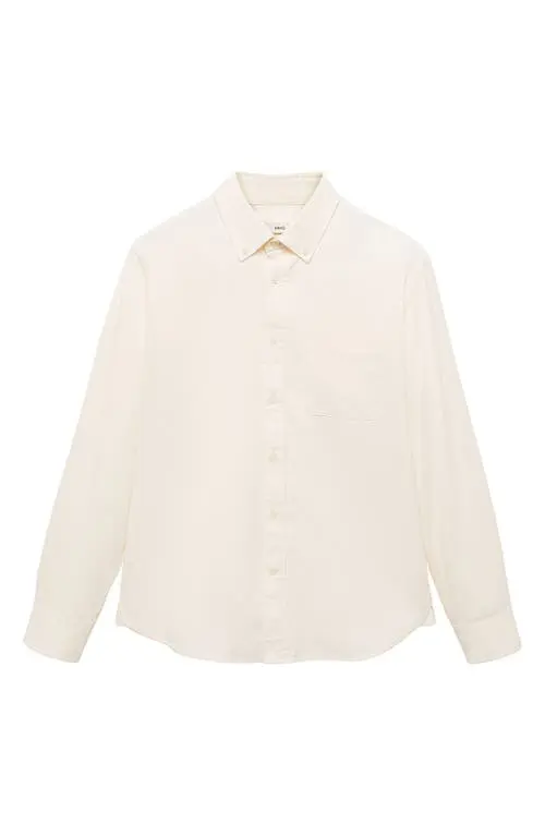 Mango Classic Fit Corduroy Button-down Shirt - White